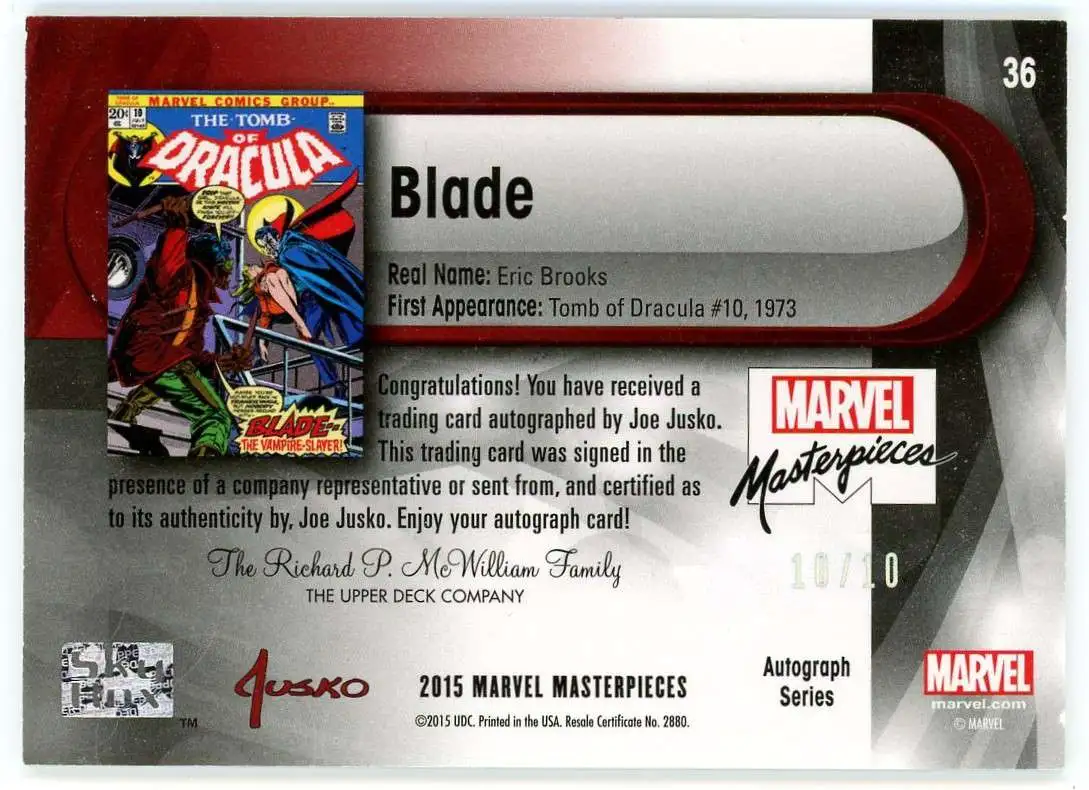 Marvel 2015 Marvel Masterpieces Single Card 1010 Silver Spectrum Blade ...