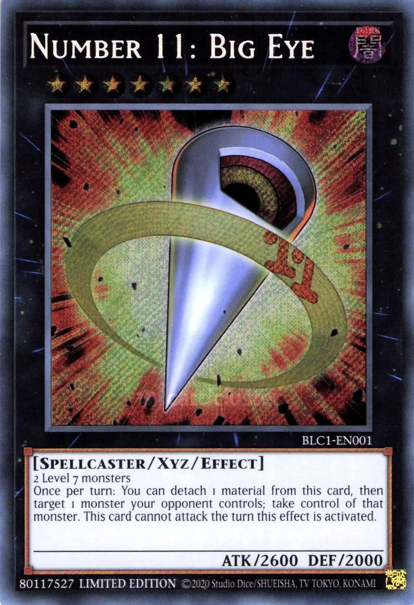 YuGiOh Trading Card Game Battles of Legend Chapter 1 Single Card Secret Rare Number 11 Big Eye ...