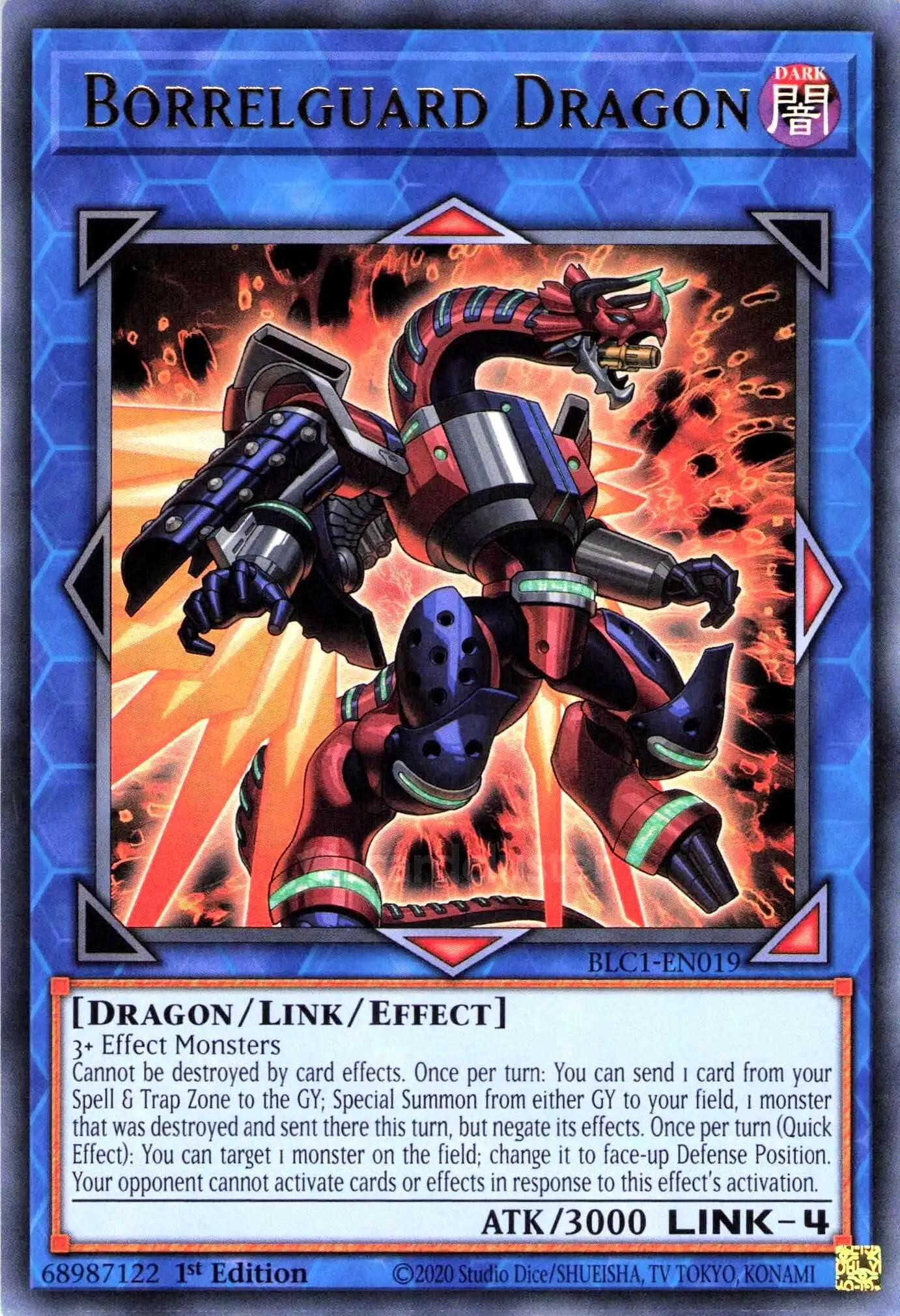 YuGiOh Trading Card Game Battles of Legend Chapter 1 Single Card Ultra Rare Borrelguard Dragon ...