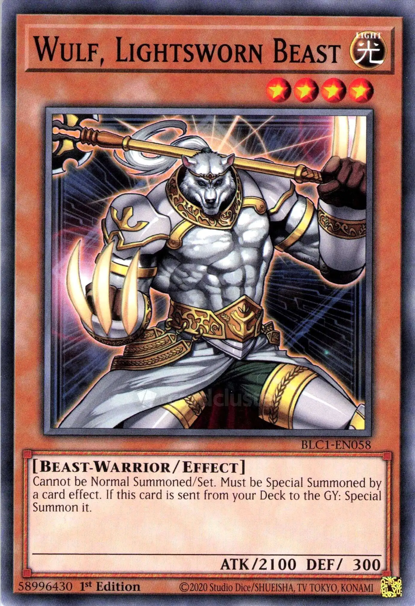 YuGiOh Trading Card Game Battles of Legend Chapter 1 Single Card Common Wulf, Lightsworn Beast ...