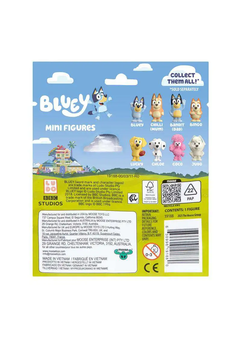 Bluey Series 2 Mini Figure Mystery Pack 1 RANDOM Character Moose Toys ...