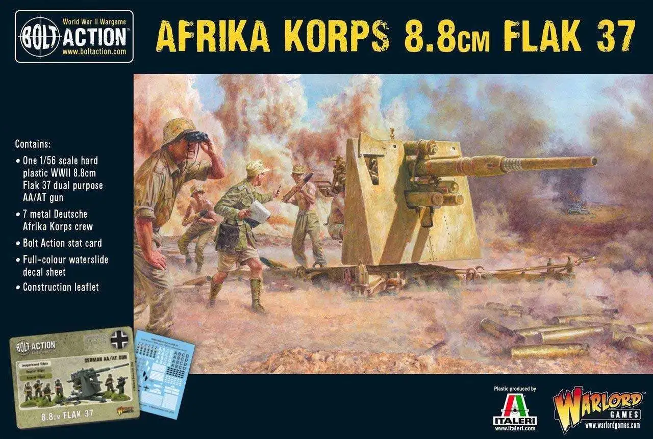 Bolt Action WWII Wargame Axis Afrika Korps 8.8cm Flak 37 Miniatures Warlord Games - ToyWiz