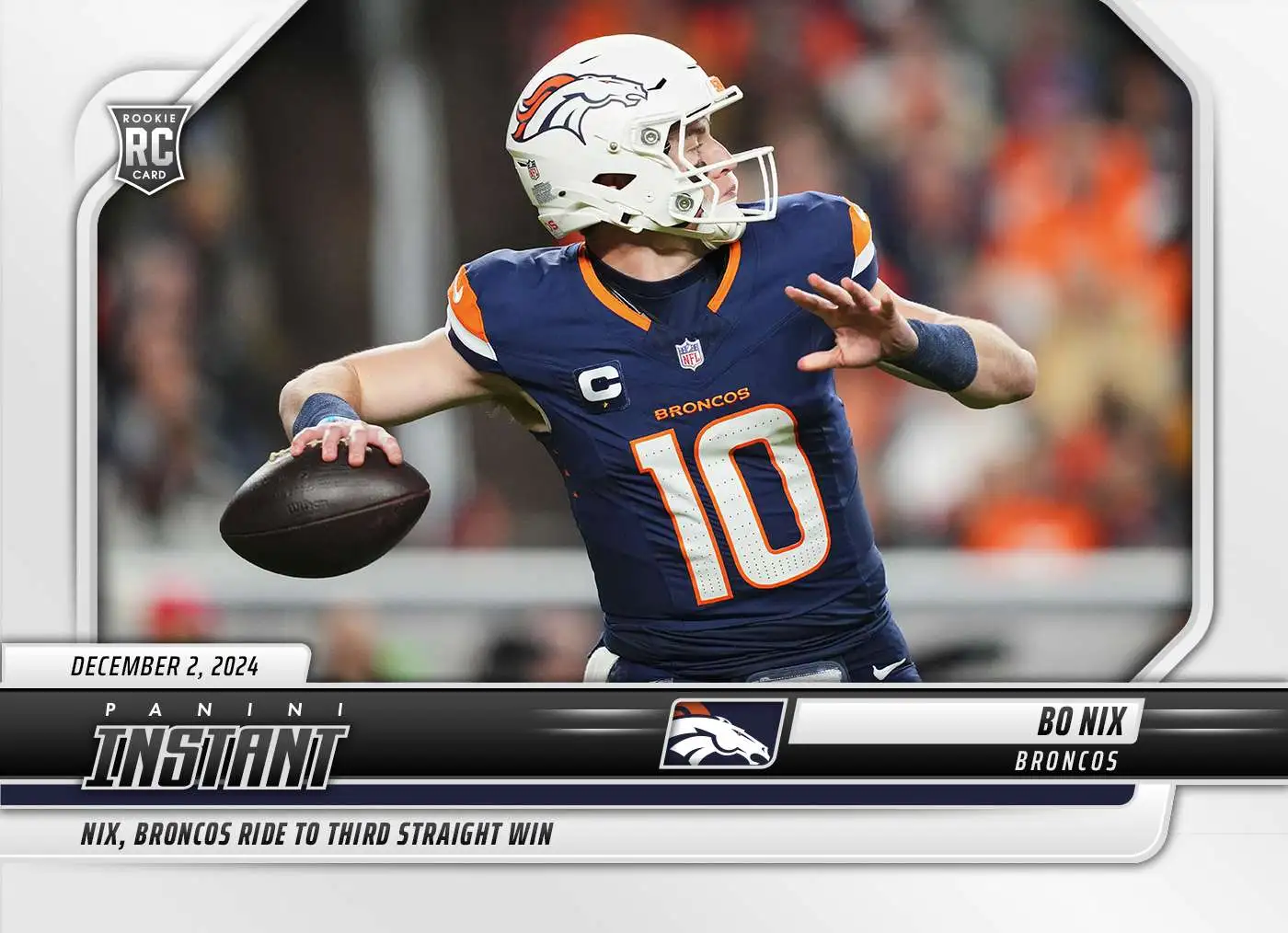 NFL Denver Broncos 2024 Instant Football Single Card Bo Nix 189 Rookie ...