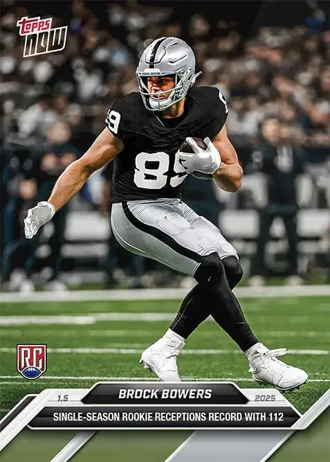 NFL Las Vegas Raiders 2024 NOW Football Single Card Brock Bowers 20 Rookie, Single Season Rookie ...
