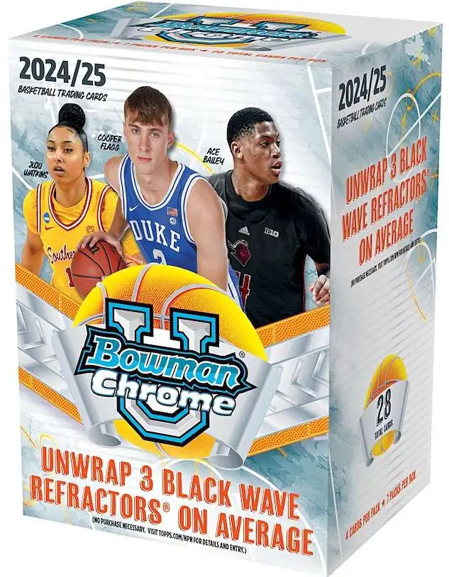 NCAA Topps 2024-25 Bowman University Chrome Basketball Trading Card BLASTER Box 7 Packs - ToyWiz