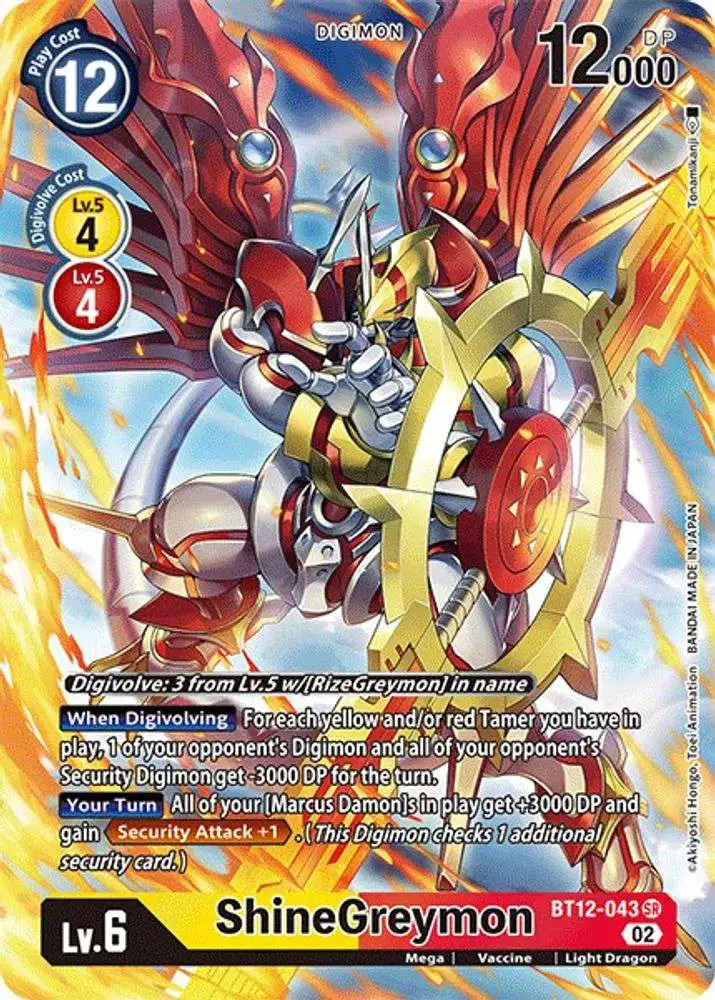 Digimon Trading Card Game Across Time Single Card Super Rare ShineGreymon BT12-043 Alternate Art ...