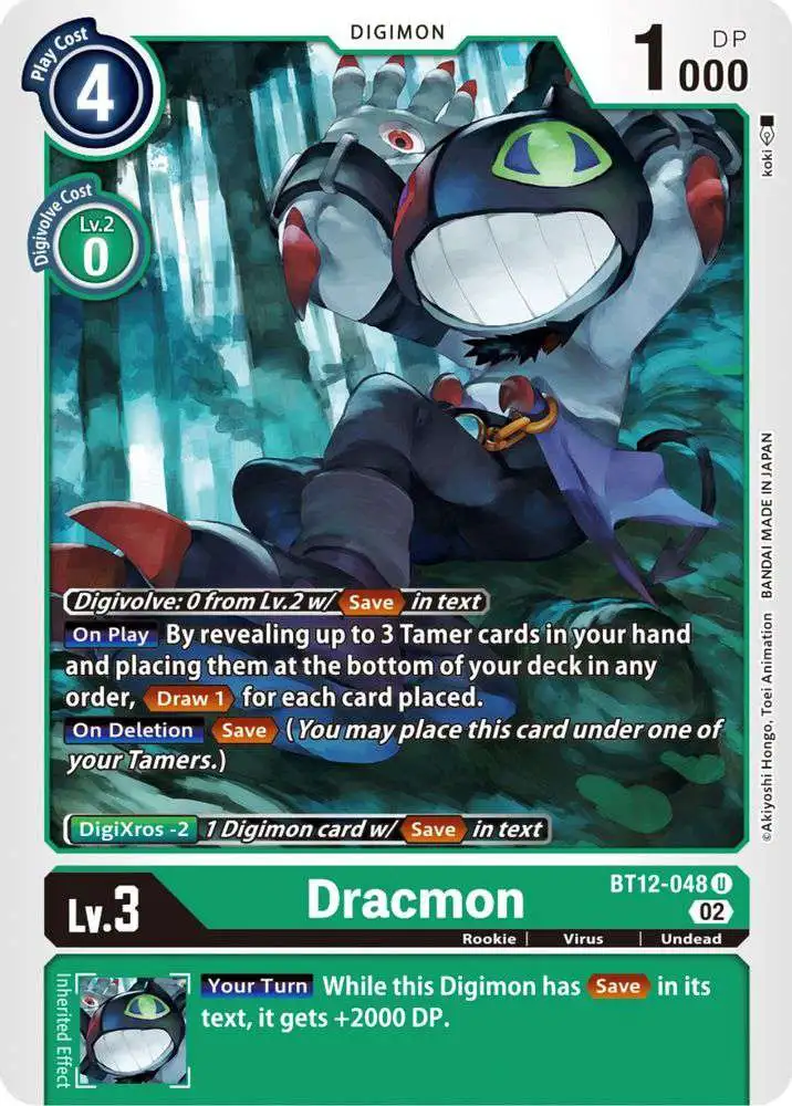 Digimon Trading Card Game Across Time Single Card Uncommon Dracmon BT12-048 - ToyWiz