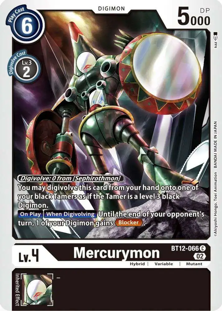 Digimon Trading Card Game Across Time Single Card Common Mercurymon BT12-066 - ToyWiz