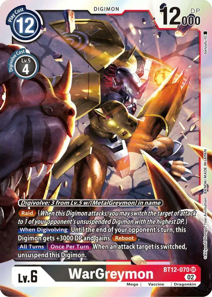 Digimon Trading Card Game Across Time Single Card Super Rare WarGreymon BT12-070 - ToyWiz