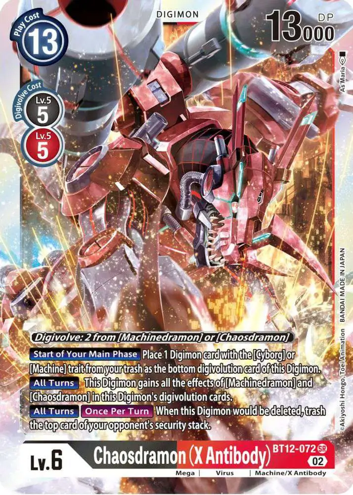 Digimon Trading Card Game Across Time Single Card Super Rare Chaosdramon X Antibody BT12-072 ...