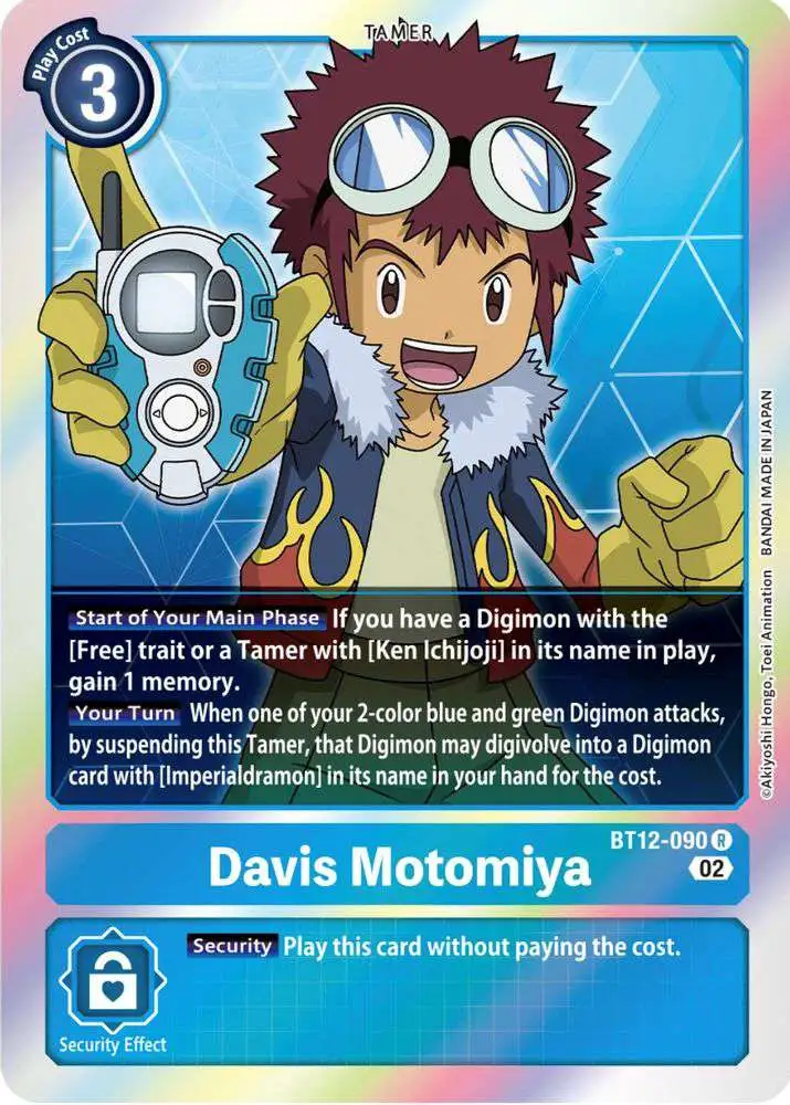 Digimon Trading Card Game Across Time Single Card Rare Davis Motomiya BT12-090 - ToyWiz