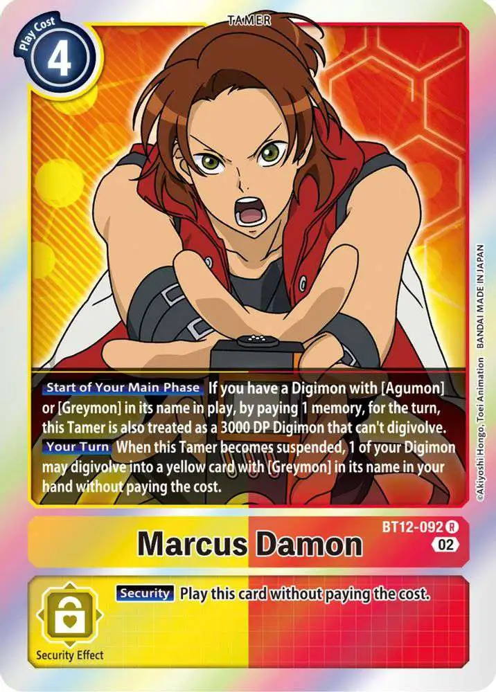 Digimon Trading Card Game Across Time Single Card Rare Marcus Damon BT12-092 - ToyWiz