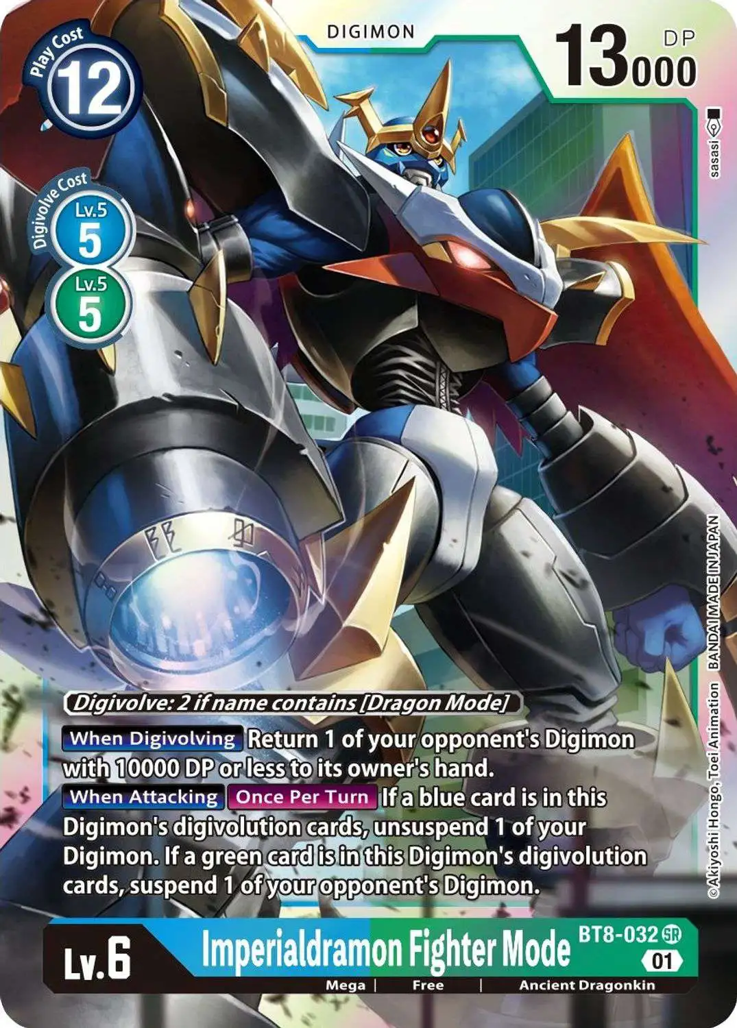 Digimon New Awakening Single Card Super Rare Imperialdramon Fighter Mode BT8-032 - ToyWiz