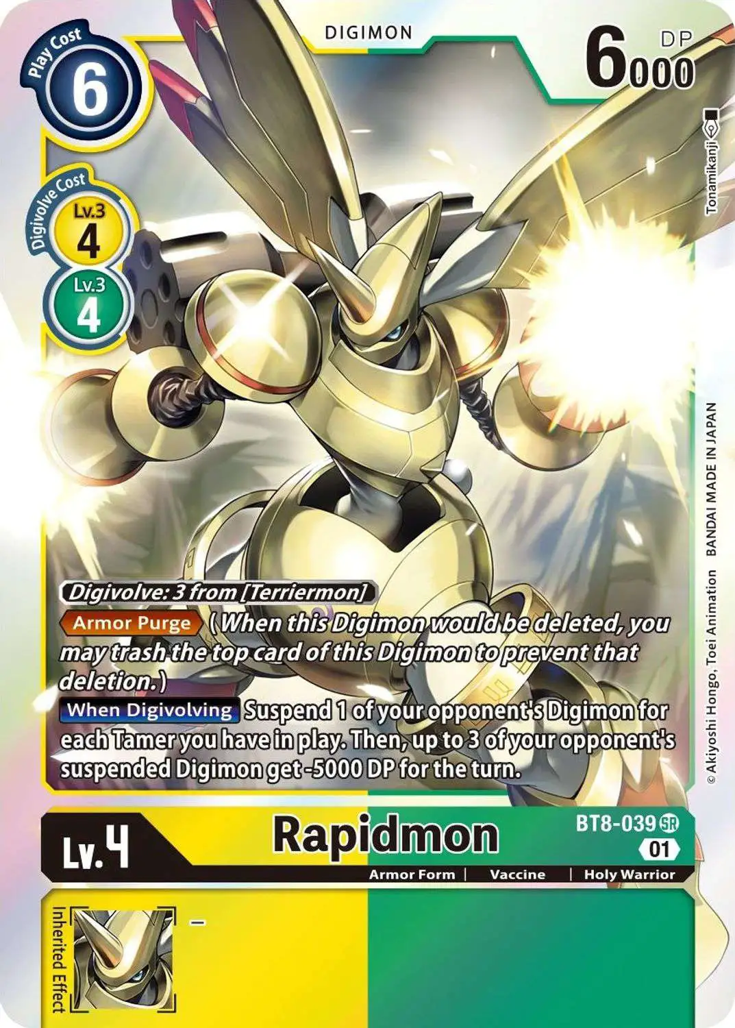 Digimon New Awakening Single Card Super Rare Rapidmon BT8-039 - ToyWiz