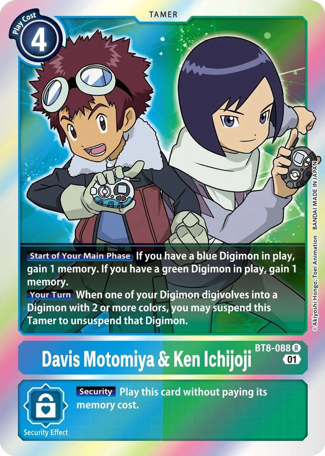 Digimon New Awakening Single Card Rare Davis Motomiya amp Ken Ichijoji BT8-088 - ToyWiz