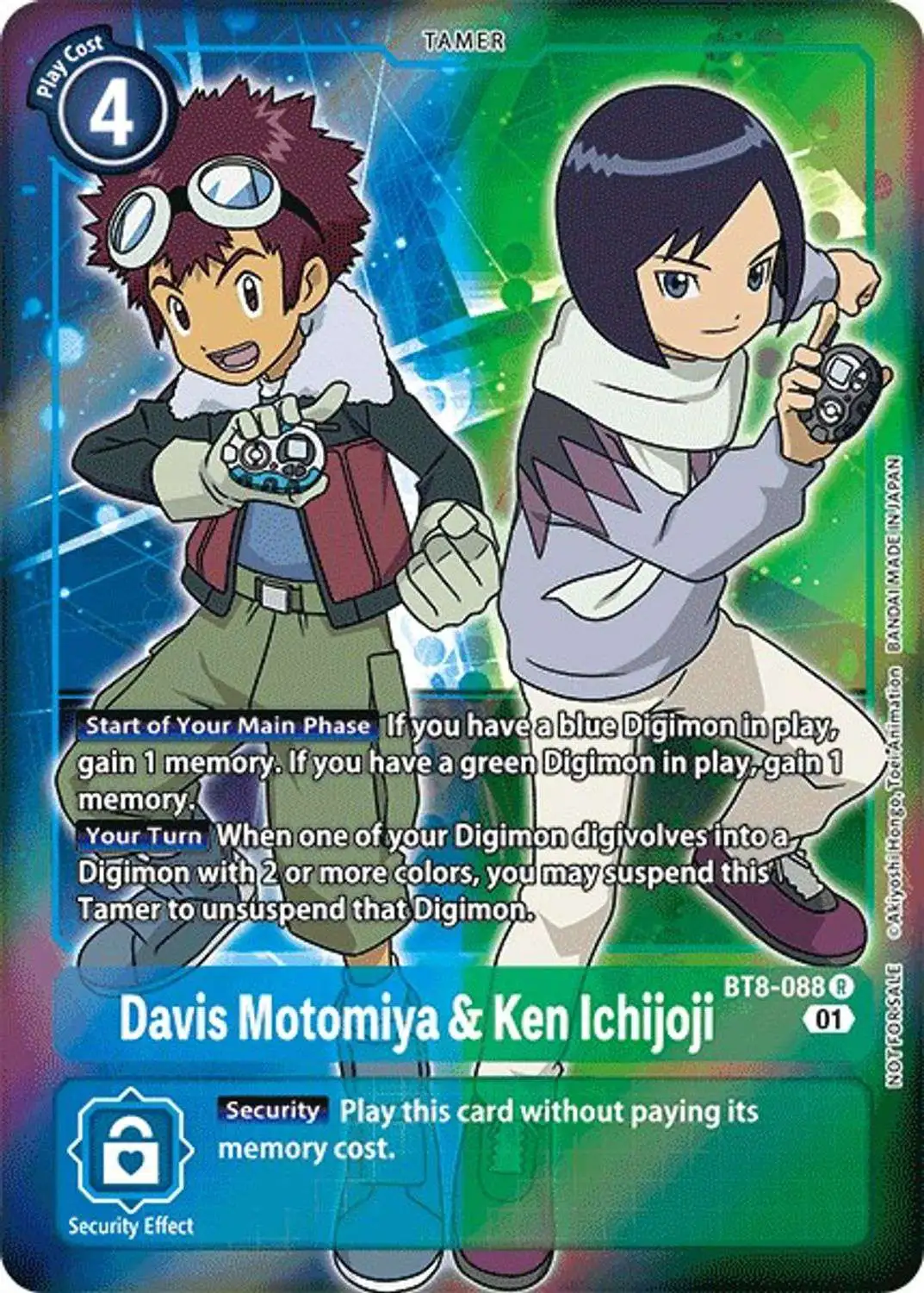 Digimon New Awakening Single Card Rare Davis Motomiya Ken Ichijoji BT8-088 Box Topper - ToyWiz