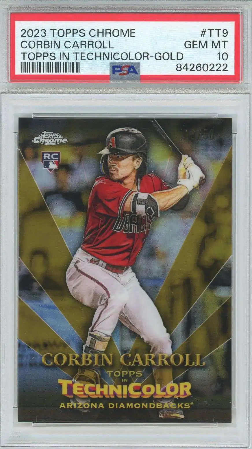 MLB 2023 Topps Chrome Single Card 1350 Gold Technicolor Corbin Carroll TT-9 Rookie, PSA 10 - ToyWiz