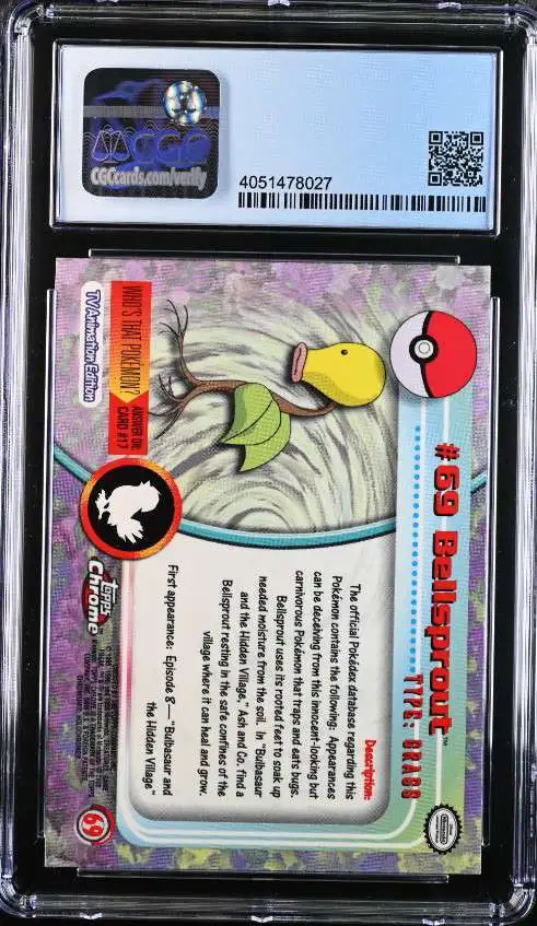 Pokemon Topps TV Animation Edition Single Card Bellsprout 69 CGC - Mint ...