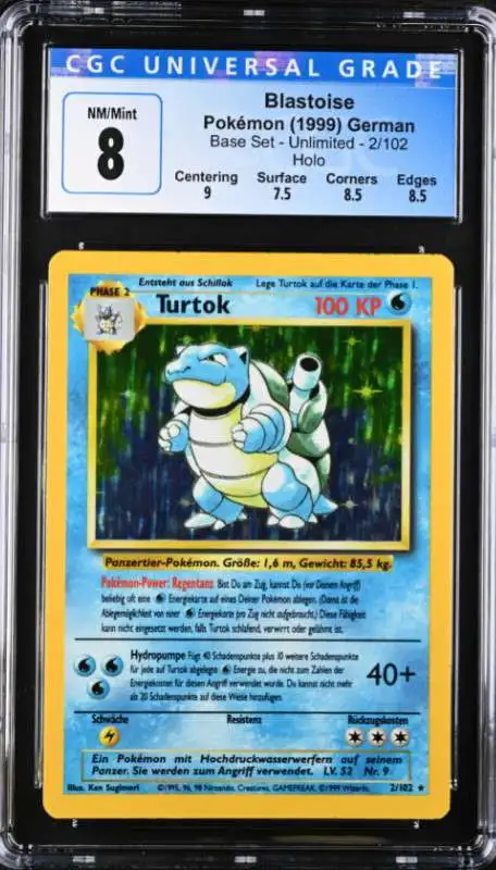 Pokemon Base Set Single Card Rare Holo Blastoise German 2 CGC - Near ...