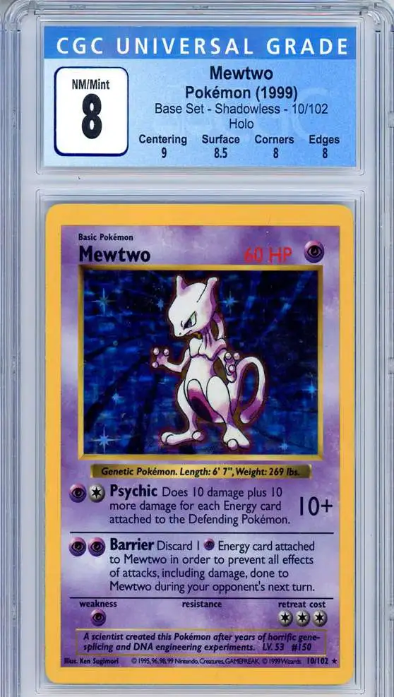 Pokemon Base Set Single Card Rare Holo Mewtwo 10 Moderately Played ...