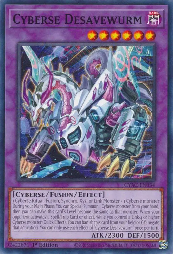 YuGiOh Trading Card Game Cyberstorm Access Single Card Common Cyberse Desavewurm CYAC-EN034 - ToyWiz