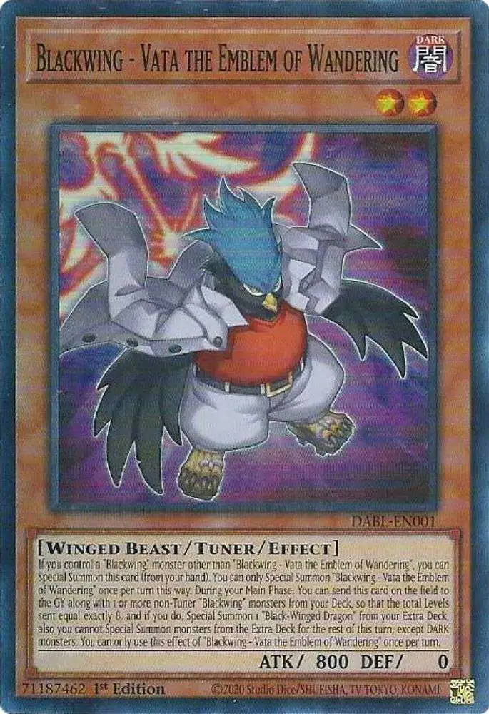 YuGiOh Darkwing Blast Single Card Super Rare Blackwing - Vata the Emblem of Wandering DABL-EN001 ...