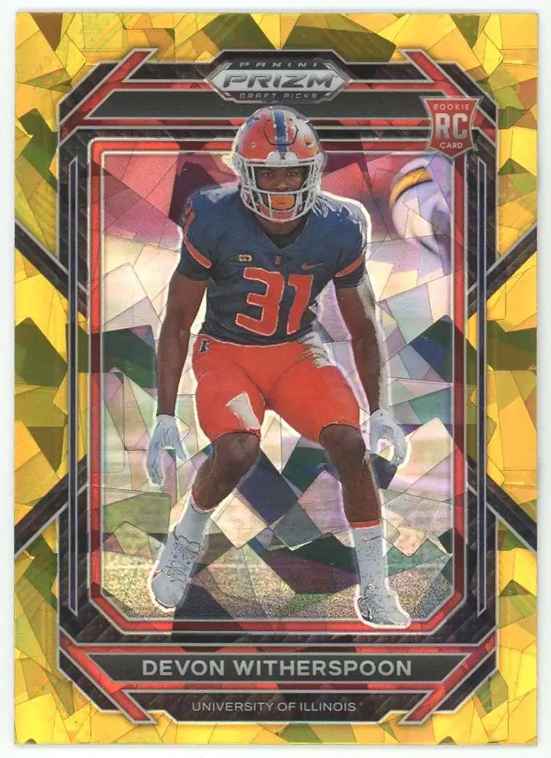 NFL 2023 Panini Prizm Draft Picks Single Card Gold Ice Prizm Devon Witherspoon 179 Rookie - ToyWiz