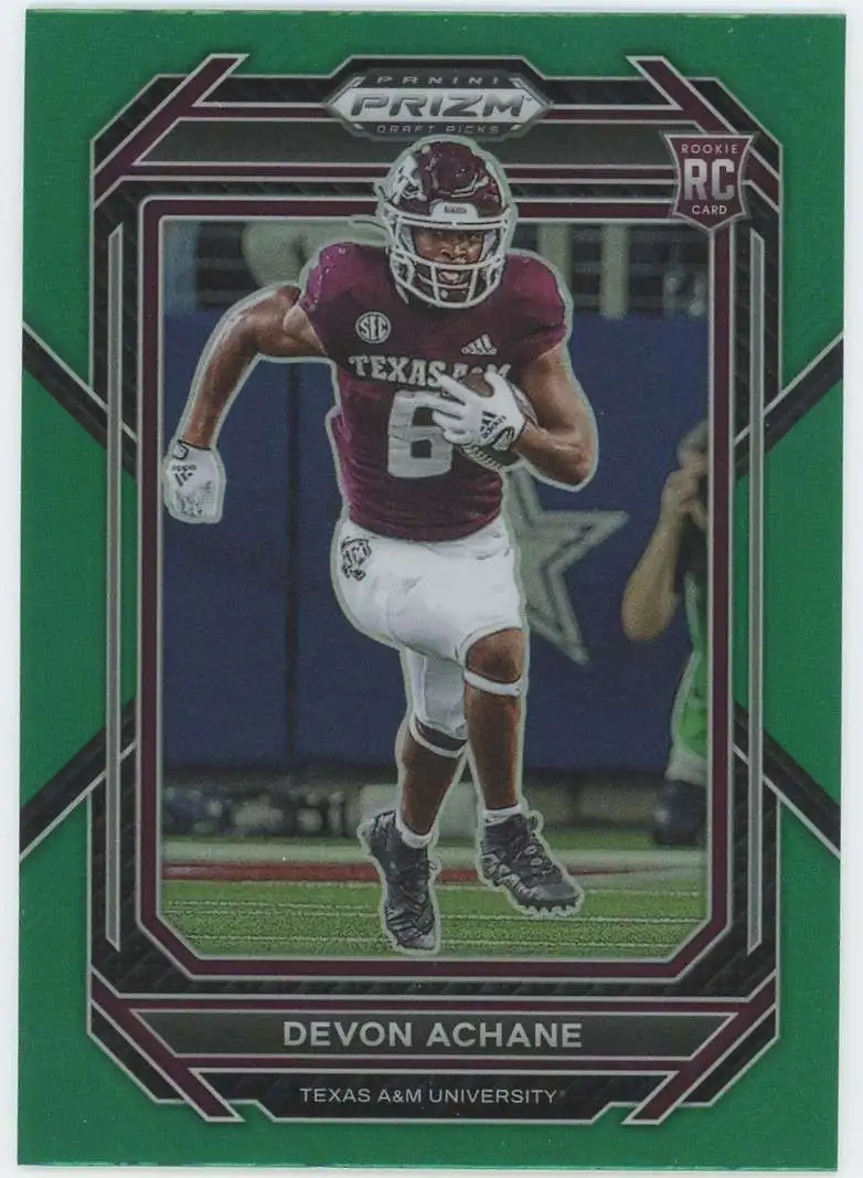 NFL 2023 Panini Prizm Draft Picks Single Card Green DeVon Achane 117 Rookie - ToyWiz
