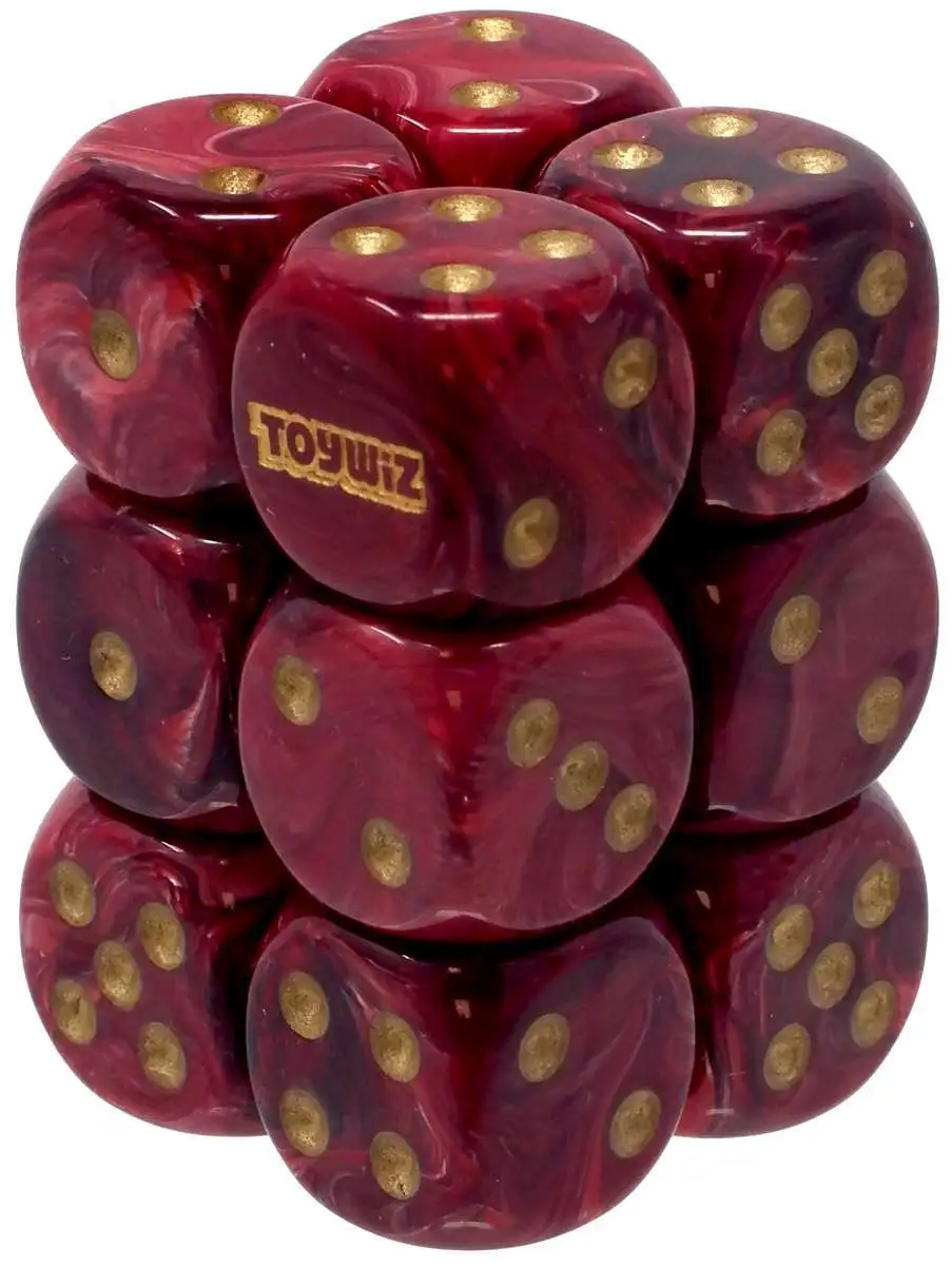 Chessex Toywiz 6-Sided d6 Red Marble 16mm Dice Pack - ToyWiz