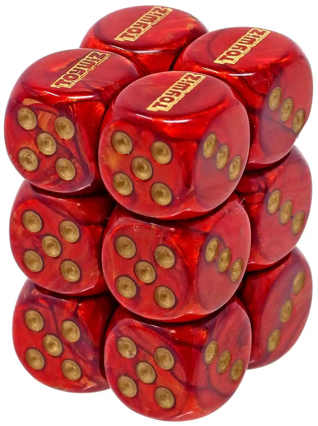 Chessex Toywiz 6-Sided d6 Scarab Scarlet with Gold 16mm Dice Pack - ToyWiz