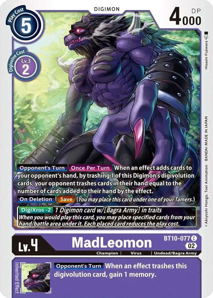 Digimon Xros Encounter Single Card Common MadLeomon BT10-077 - ToyWiz