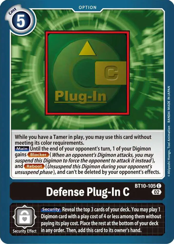 Digimon Xros Encounter Single Card Common Defense Plug-In C BT10-105 - ToyWiz