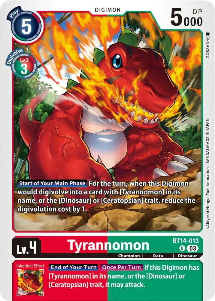 Digimon Trading Card Game Blast Ace Single Card Uncommon Tyrannomon BT14-013 - ToyWiz