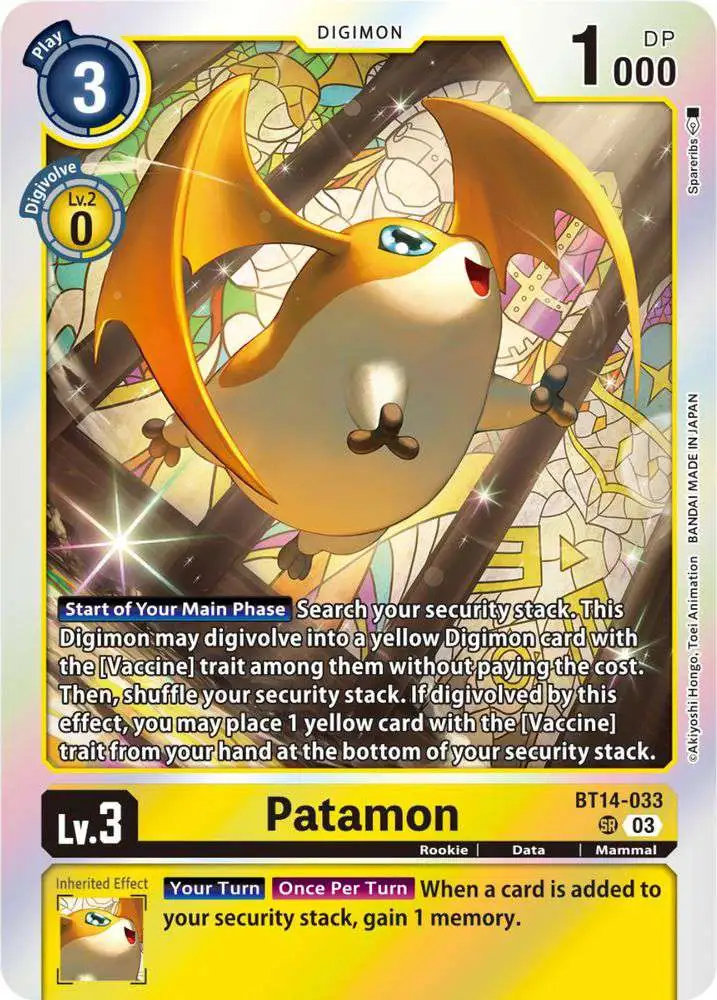 Digimon Trading Card Game Blast Ace Single Card Super Rare Patamon BT14-033 - ToyWiz