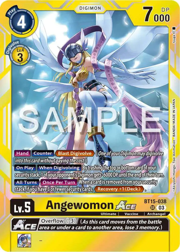 Digimon Exceed Apocalypse Single Card Super Rare Angewomon Ace BT15-038 - ToyWiz