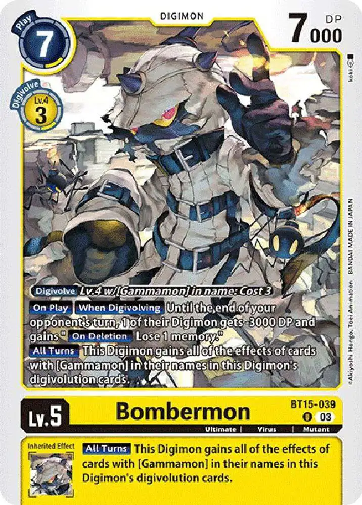 Digimon Exceed Apocalypse Single Card Uncommon Bombermon BT15-039 - ToyWiz