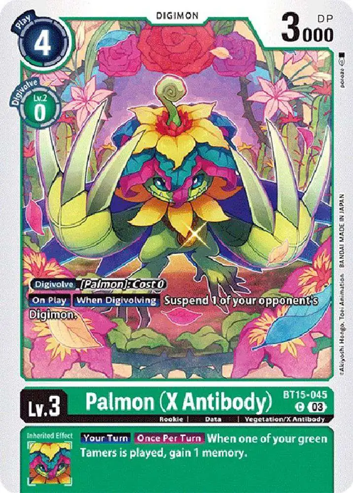 Digimon Exceed Apocalypse Single Card Common Palmon X Antibody BT15-045 - ToyWiz