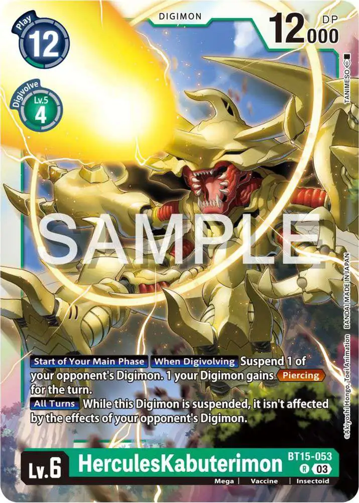 Digimon Exceed Apocalypse Single Card Rare HerculesKabuterimon BT15-053 - ToyWiz
