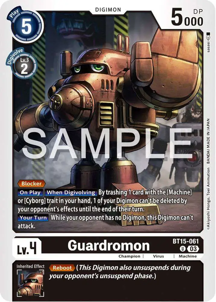 Digimon Exceed Apocalypse Single Card Uncommon Guardromon BT15-061 - ToyWiz