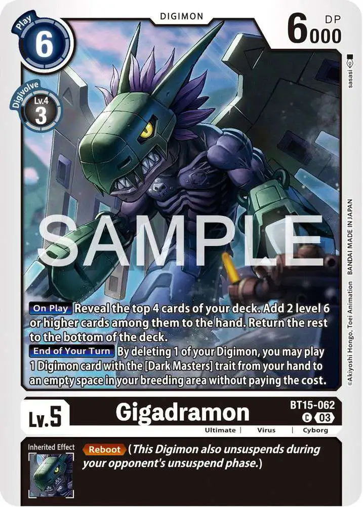 Digimon Exceed Apocalypse Single Card Common Gigadramon BT15-062 - ToyWiz