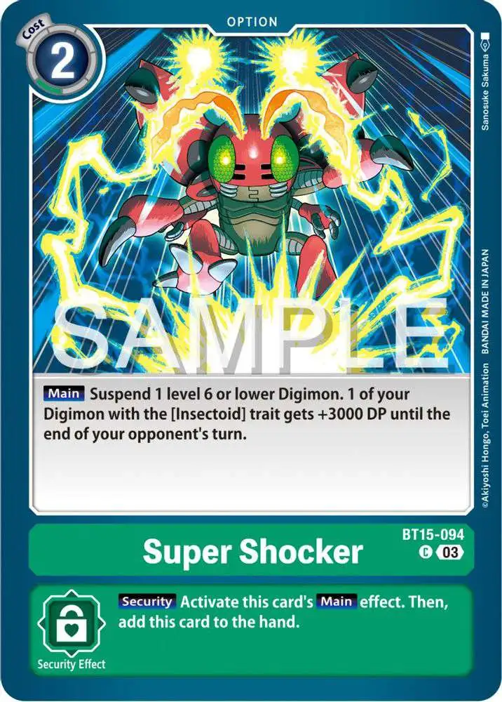 Digimon Exceed Apocalypse Single Card Common Super Shocker BT15-094 ...