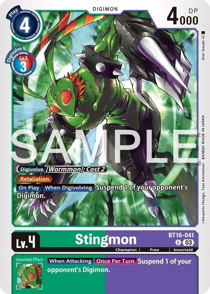 Digimon Trading Card Game Beginning Observer Single Card Uncommon Stingmon BT16-041 - ToyWiz