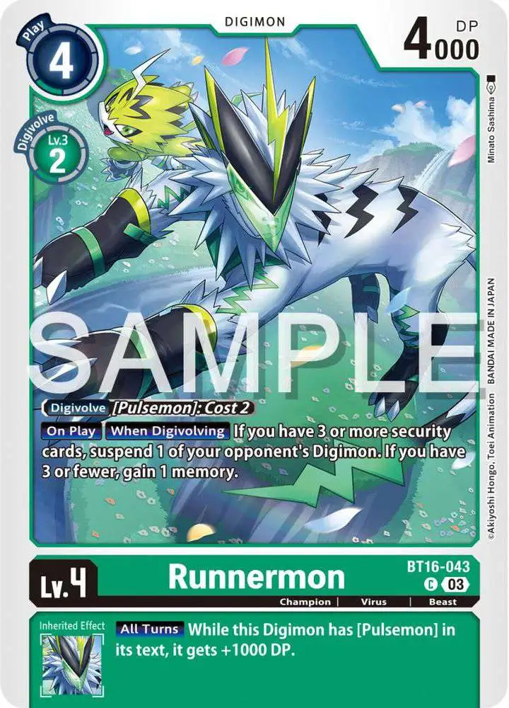 Digimon Trading Card Game Beginning Observer Single Card Common Runnermon BT16-043 - ToyWiz
