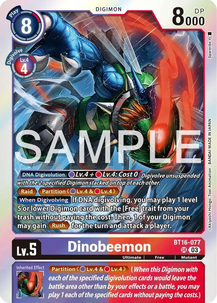 Digimon Trading Card Game Beginning Observer Single Card Super Rare Dinobeemon BT16-077 - ToyWiz