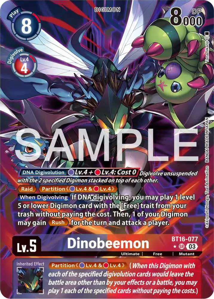 Digimon Trading Card Game Beginning Observer Single Card Super Rare Dinobeemon BT16-077 ...