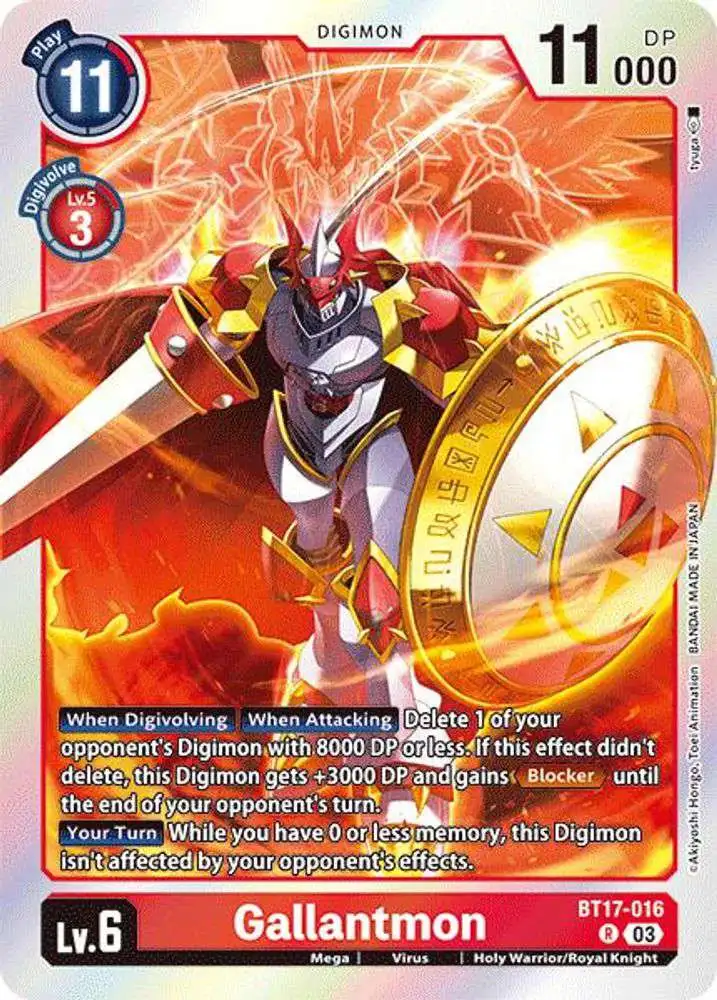 Digimon Trading Card Game Secret Crisis Single Card Rare Gallantmon BT17-016 - ToyWiz
