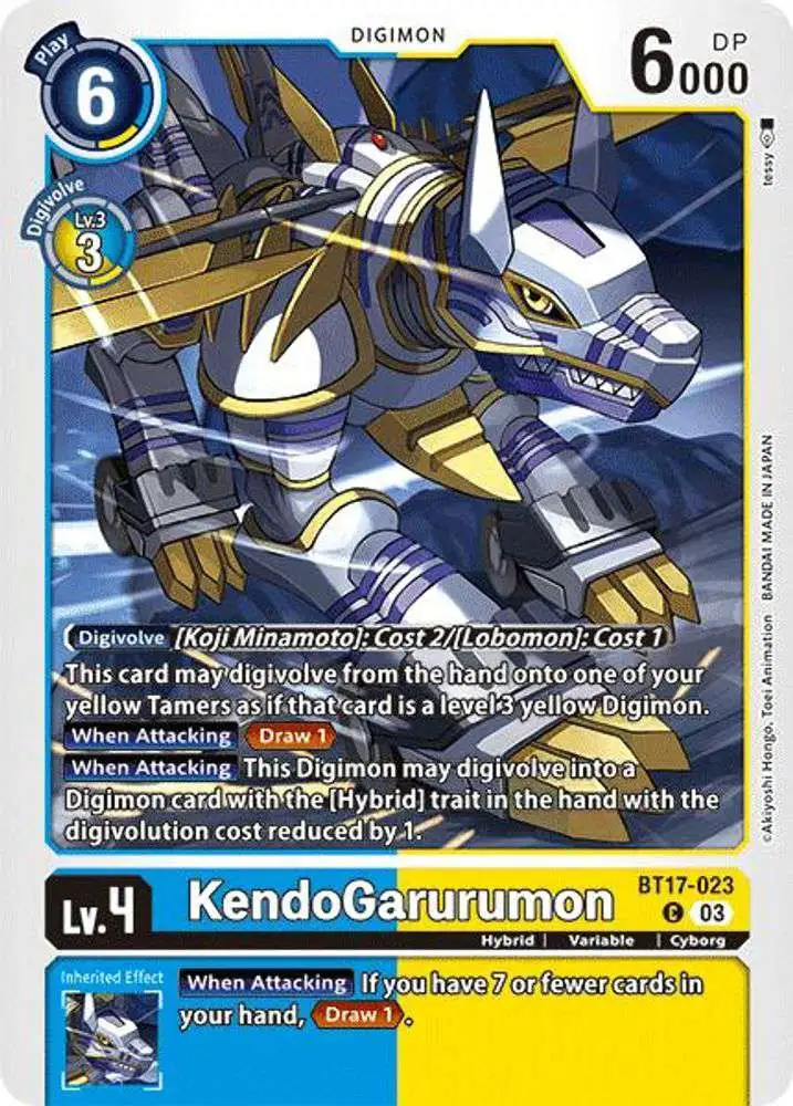 Digimon Trading Card Game Secret Crisis Single Card Common KendoGarurumon BT17-023 - ToyWiz