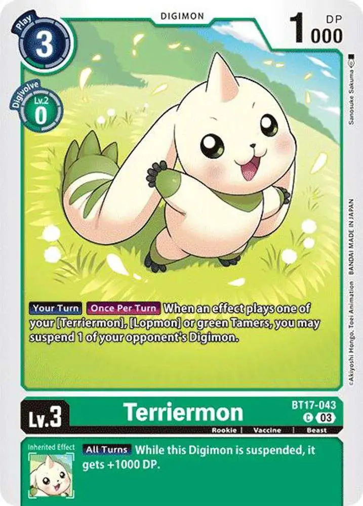 Digimon Trading Card Game Secret Crisis Single Card Common Terriermon BT17-043 - ToyWiz