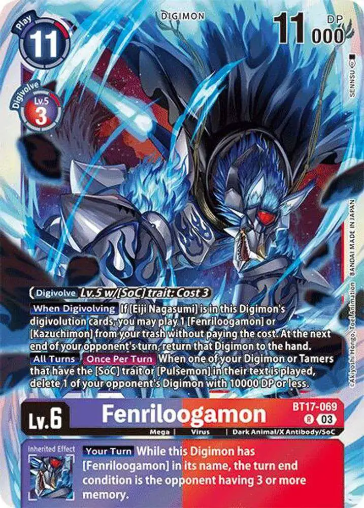 Digimon Trading Card Game Secret Crisis Single Card Rare Fenriloogamon BT17-069 - ToyWiz