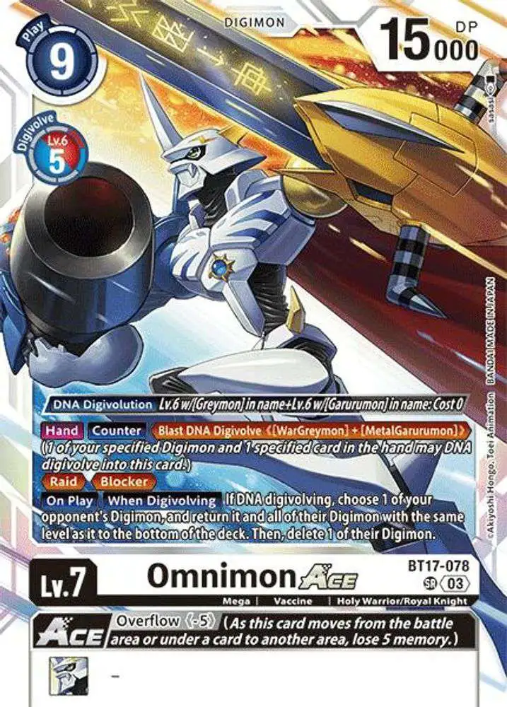 Digimon Trading Card Game Secret Crisis Single Card Super Rare Omnimon ACE BT17-078 - ToyWiz